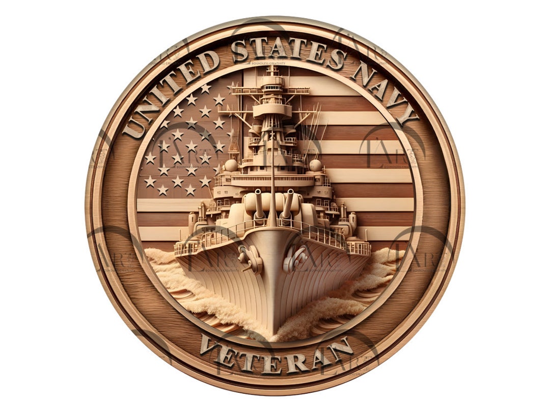 United States Navy Veteran 3D Illusion Laser Engraving Design ...