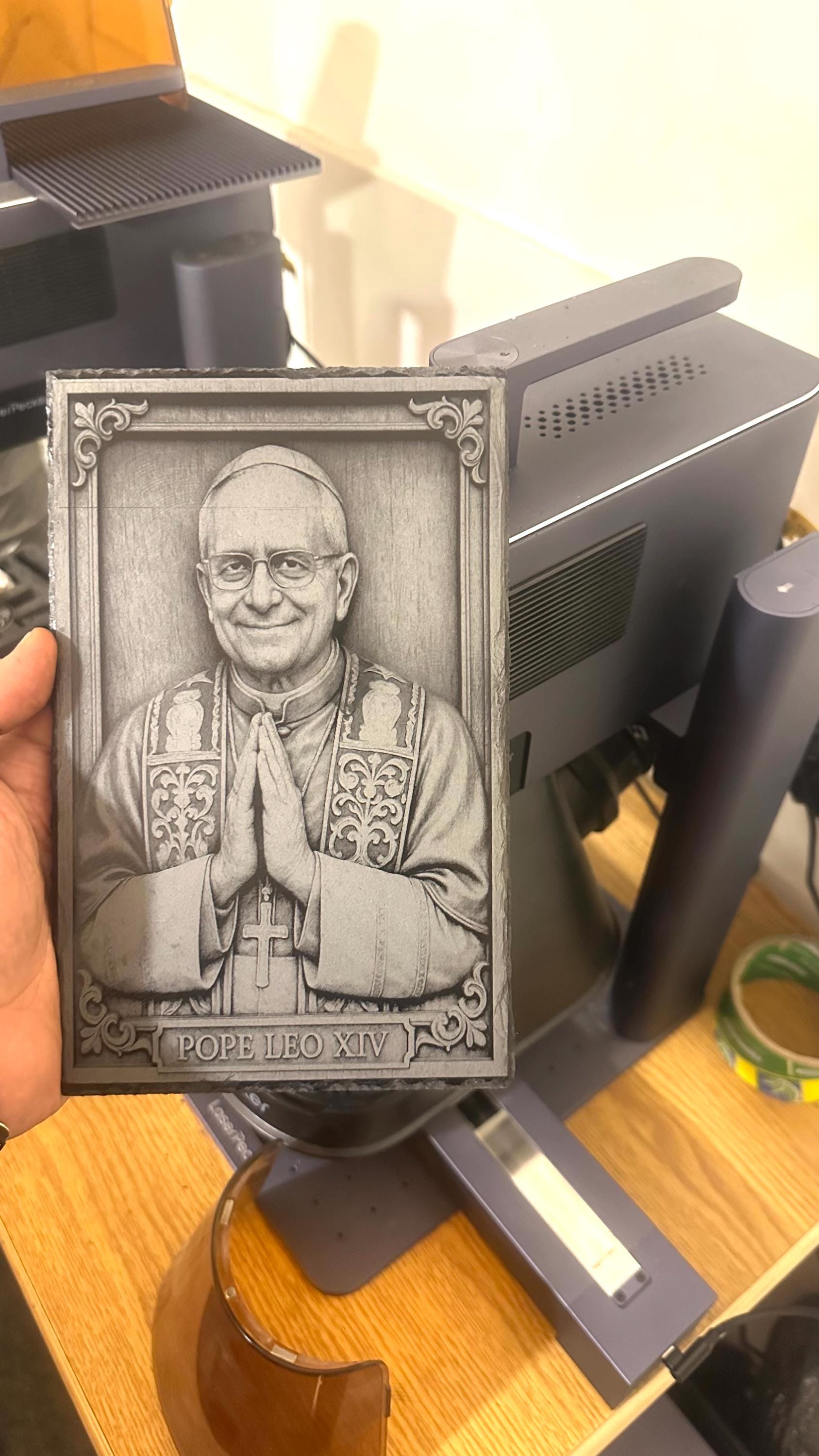 Pope Leo XIV Portrait – 3D Illusion Laser Engraving Design | Robert ...