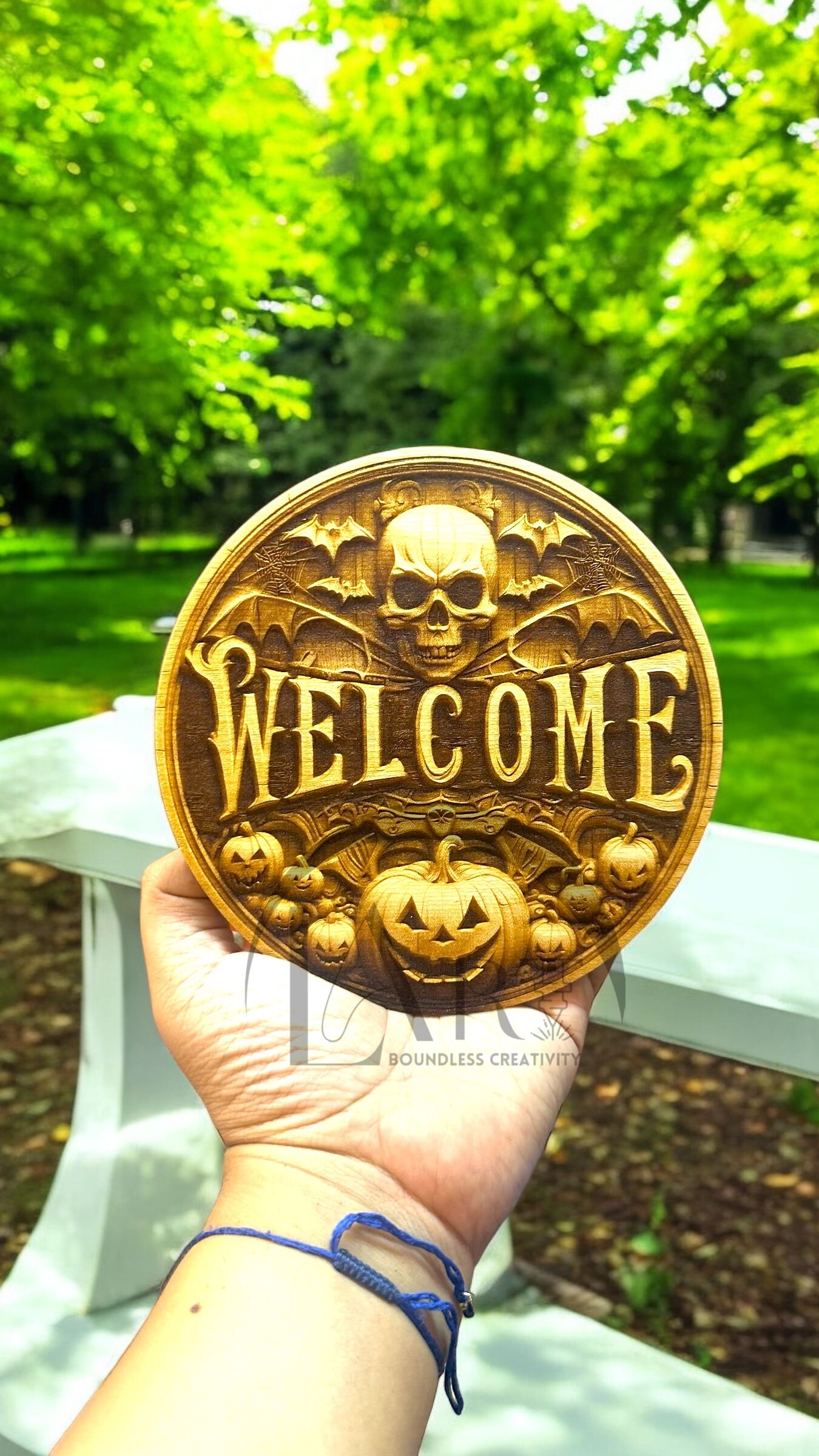 Spooky Halloween Welcome Door Hanger Sign 3D Illusion Laser Engraving ...