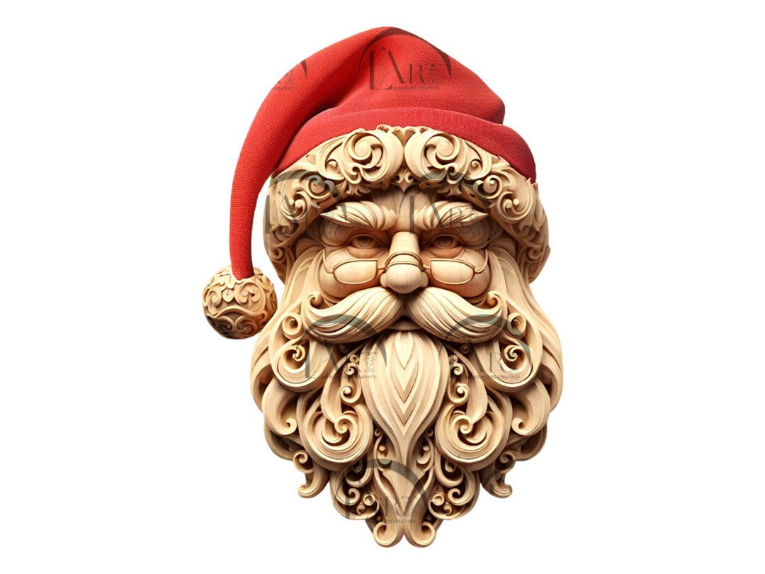 Santa Claus 3D Illusion Digital Design for Laser Engraving, Christmas ...