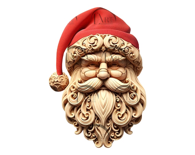Santa Claus 3D Illusion Digital Design for Laser Engraving, Christmas ...