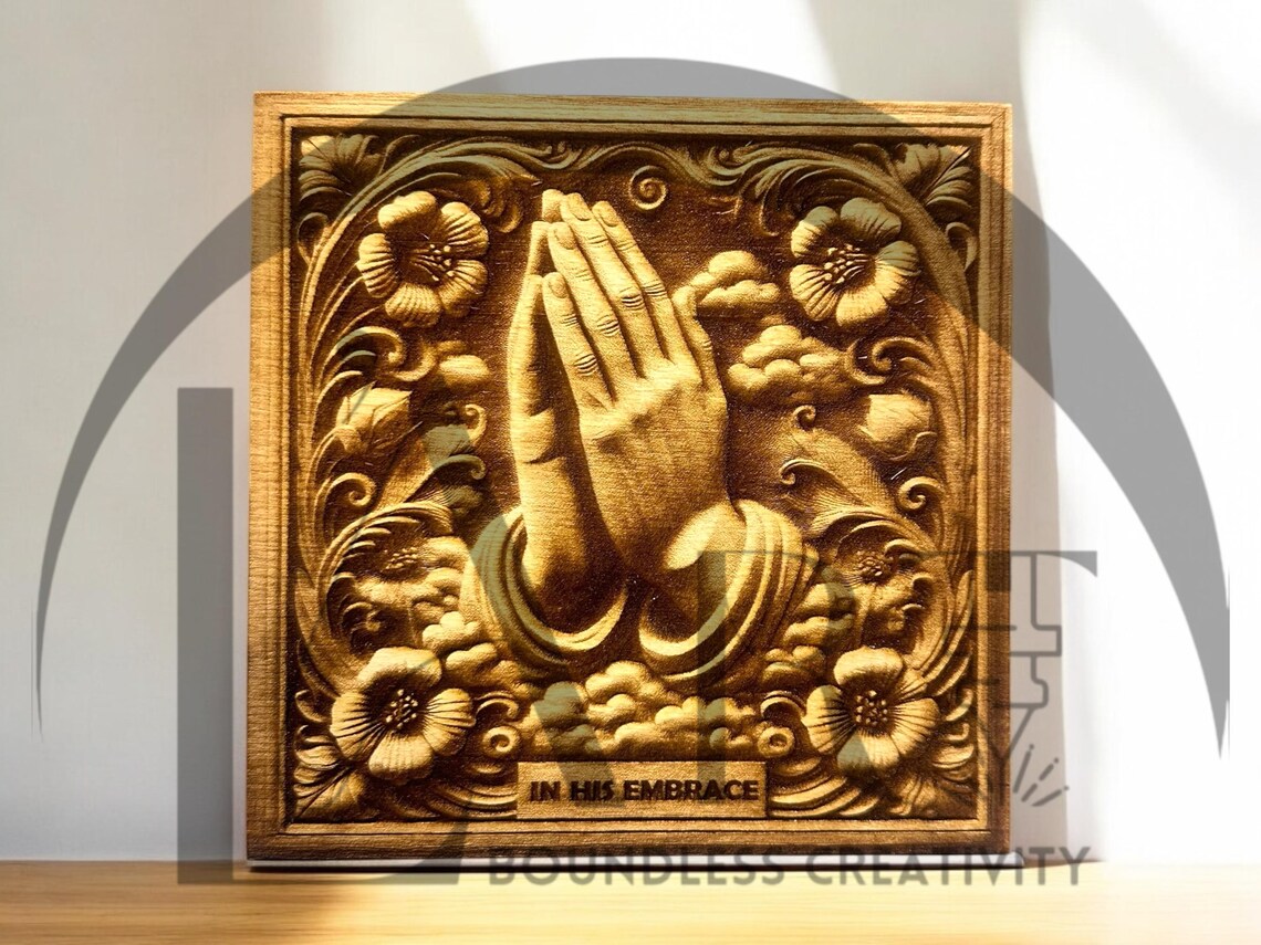 Praying Hands "in His Embrace" 3D Illusion Laser Engraving Design - CO2 ...