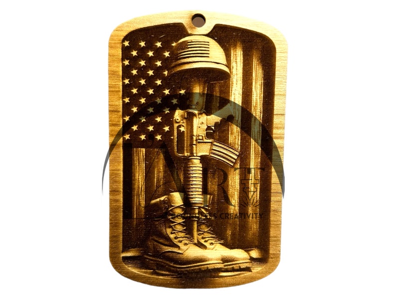 Fallen Soldier Memorial Dog Tag - 3D Laser Illusion Patriotic Engraving ...