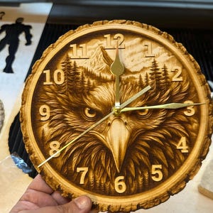 American Eagle Clock 3D Illusion Laser Engraving Design | Patriotic Veterans Wall Clock | USA ...