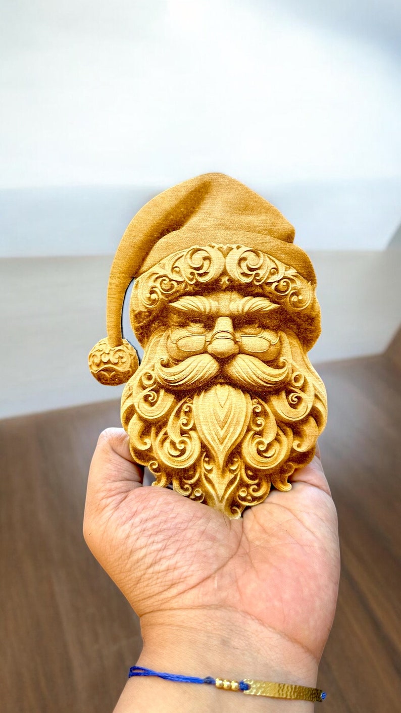 Santa Claus 3D Illusion Digital Design for Laser Engraving, Christmas ...