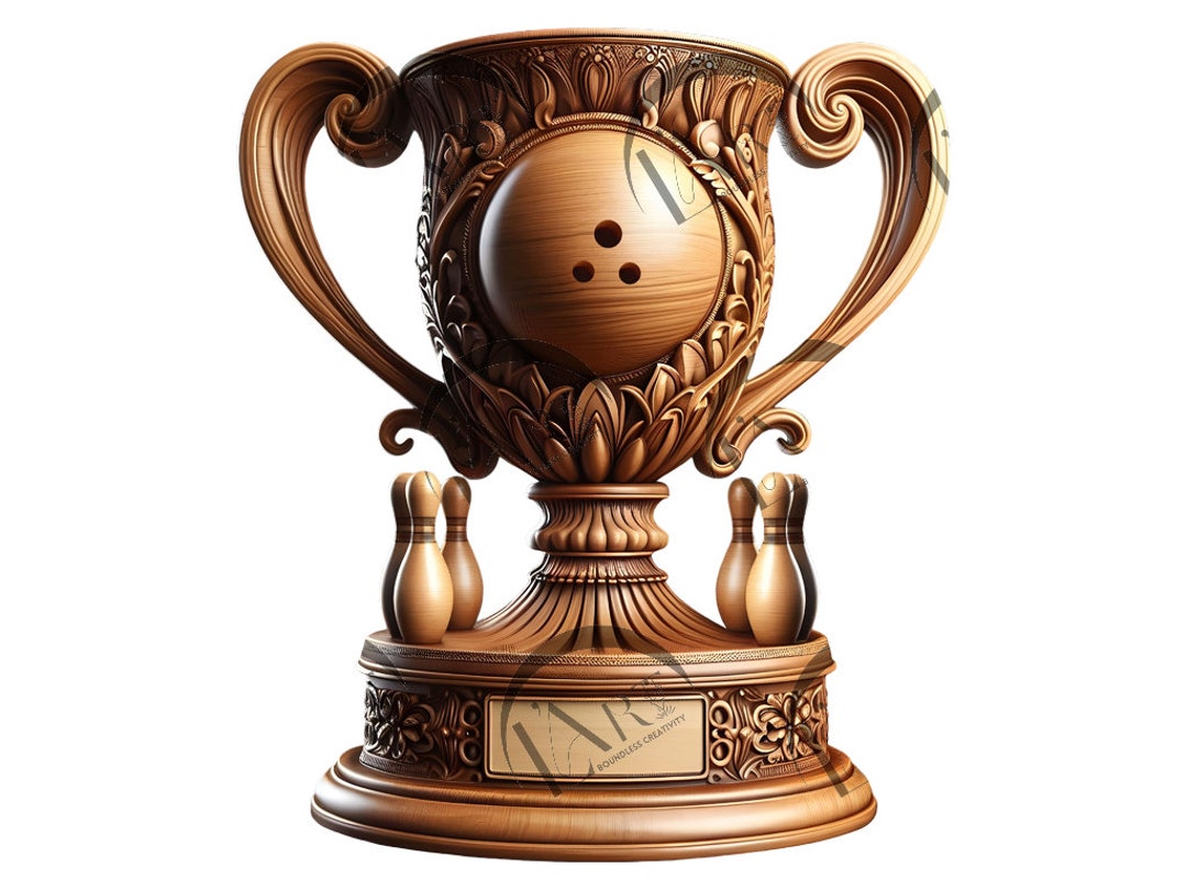 Bowling Trophy 3D Illusion Laser Engraving Design - Detailed Sports Art ...