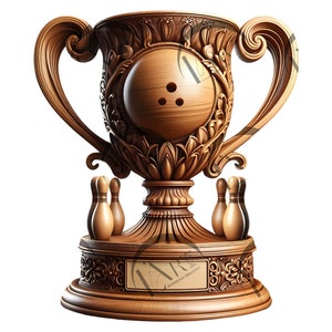 Bowling Trophy 3D Illusion Laser Engraving Design - Detailed Sports Art ...
