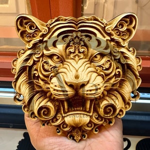 Tiger Head 3D Illusion Laser Engraving Design - Majestic Wildlife Art ...