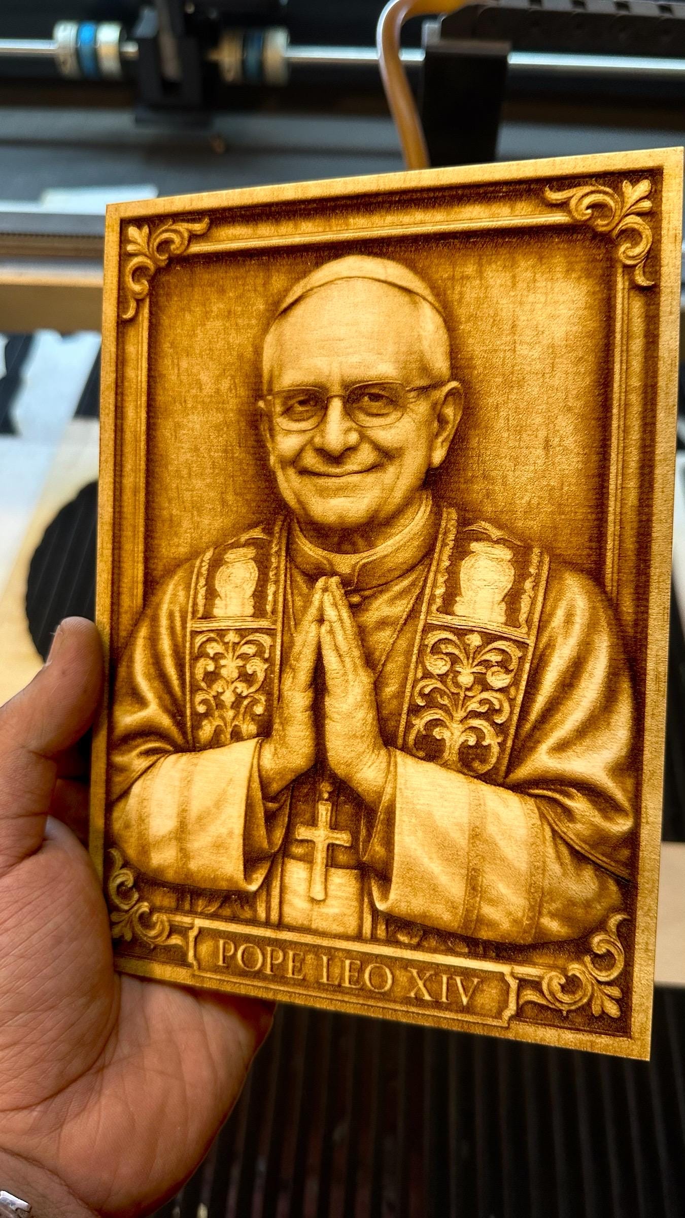 Pope Leo XIV Portrait – 3D Illusion Laser Engraving Design | Robert ...