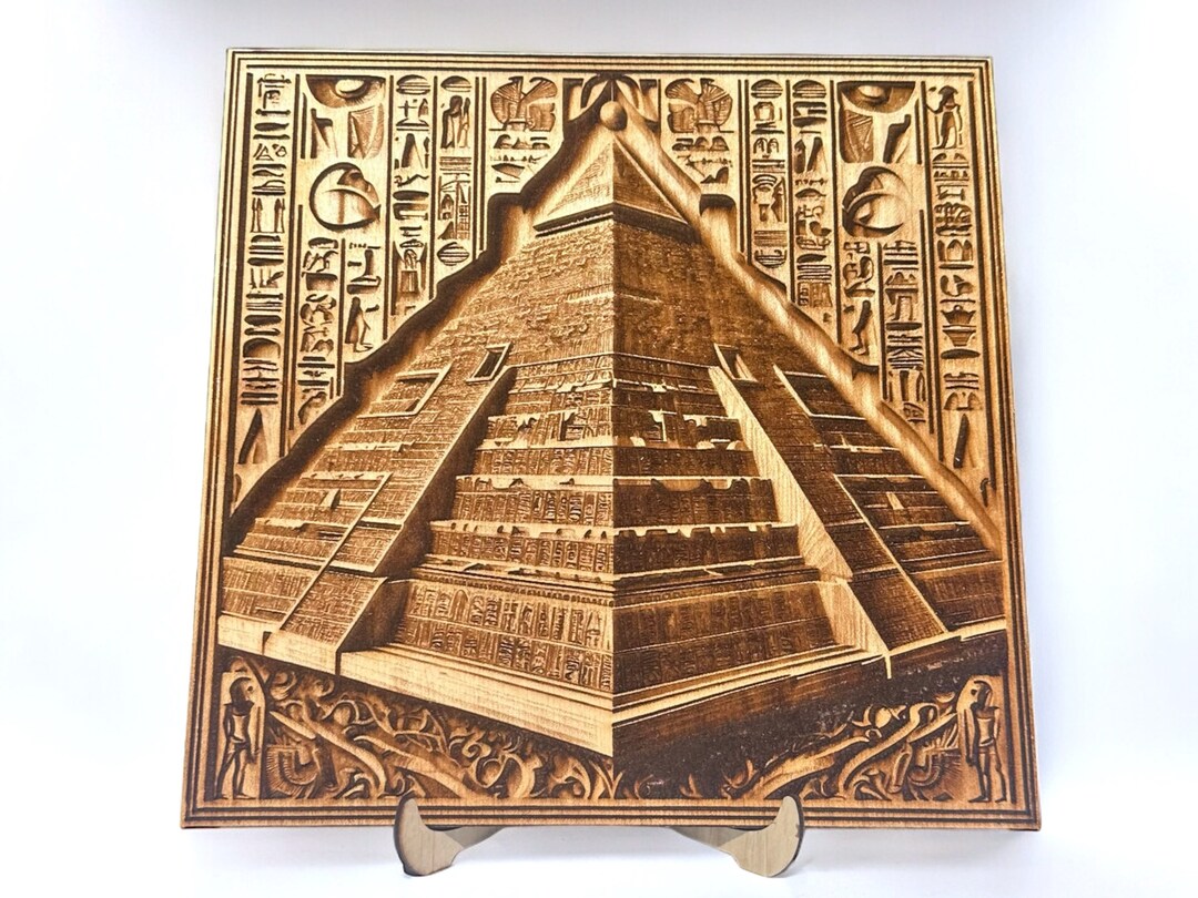 Pyramid of Giza 3D Illusion Laser Engraved Wood Art, Engraved Egyptian ...