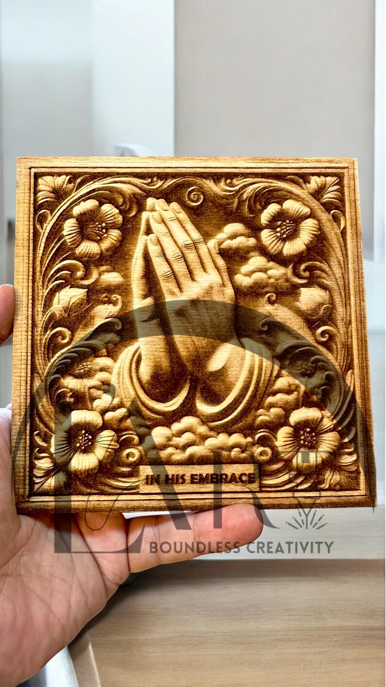 Praying Hands "in His Embrace" 3D Illusion Laser Engraving Design - CO2 ...