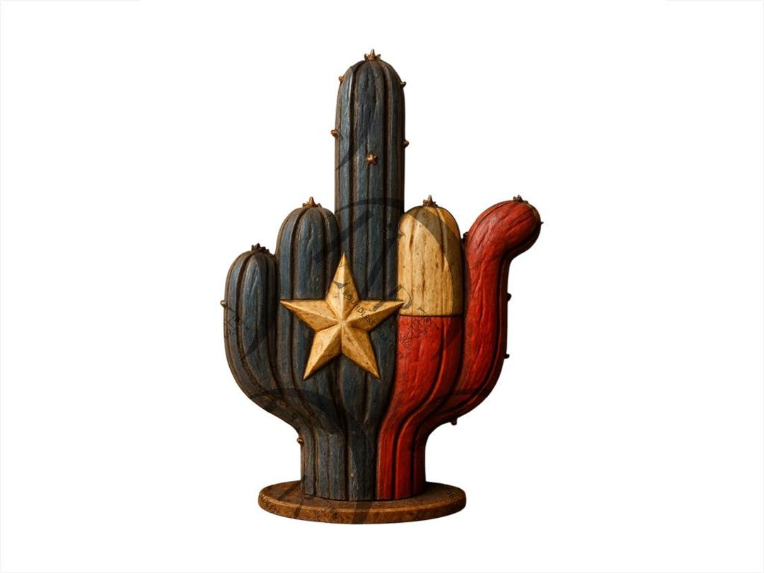 Texas Cactus Middle Finger – 3D Illusion Laser Engraving | Funny ...