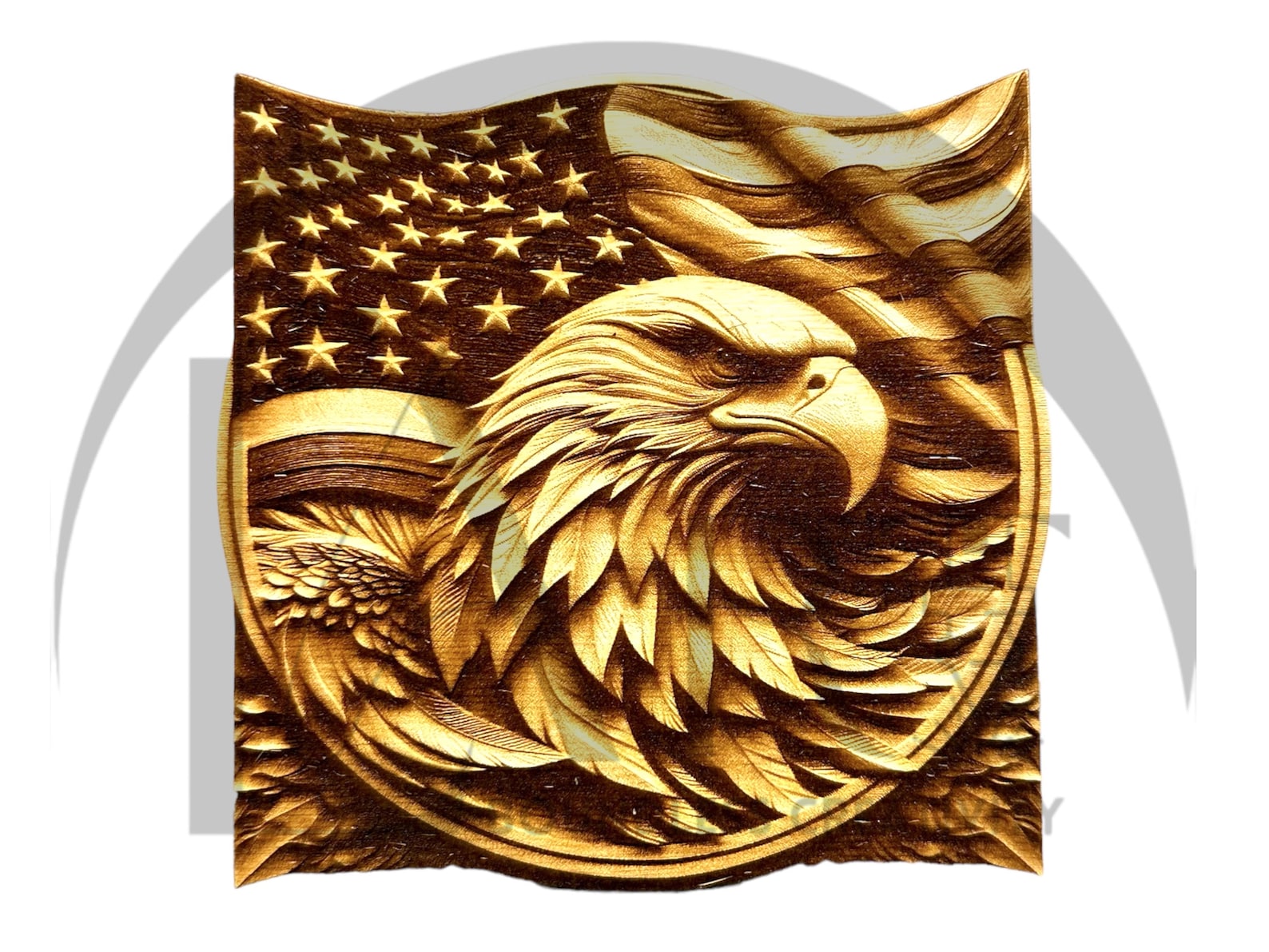 American Eagle and USA Flag 3D Illusion Laser Engraving Design ...