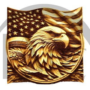 American Eagle and USA Flag 3D Illusion Laser Engraving Design ...