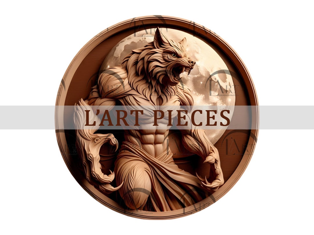Werewolf 3D Illusion Laser Engraving Design - Full Moon Horror Art ...