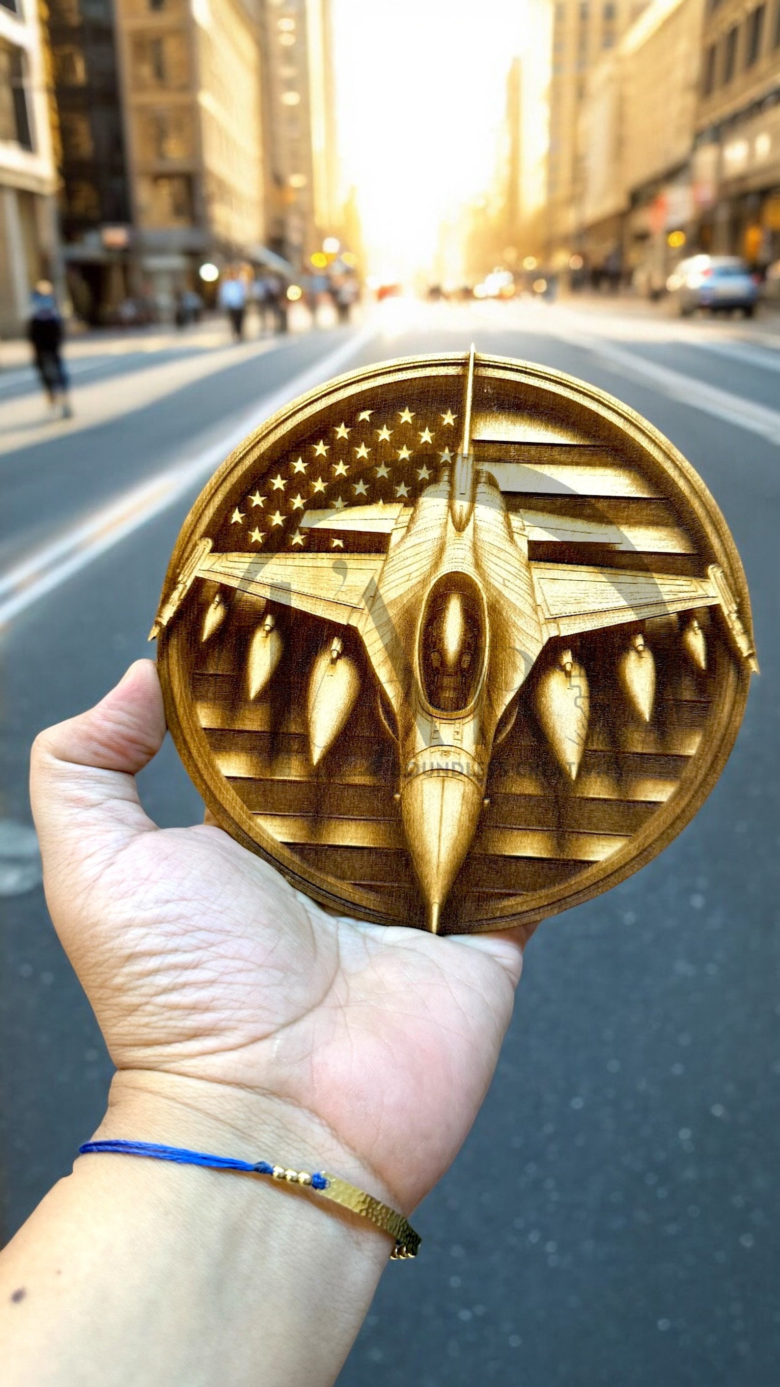 United States Military Fighter Jet 3D Illusion Laser Engraving Design ...
