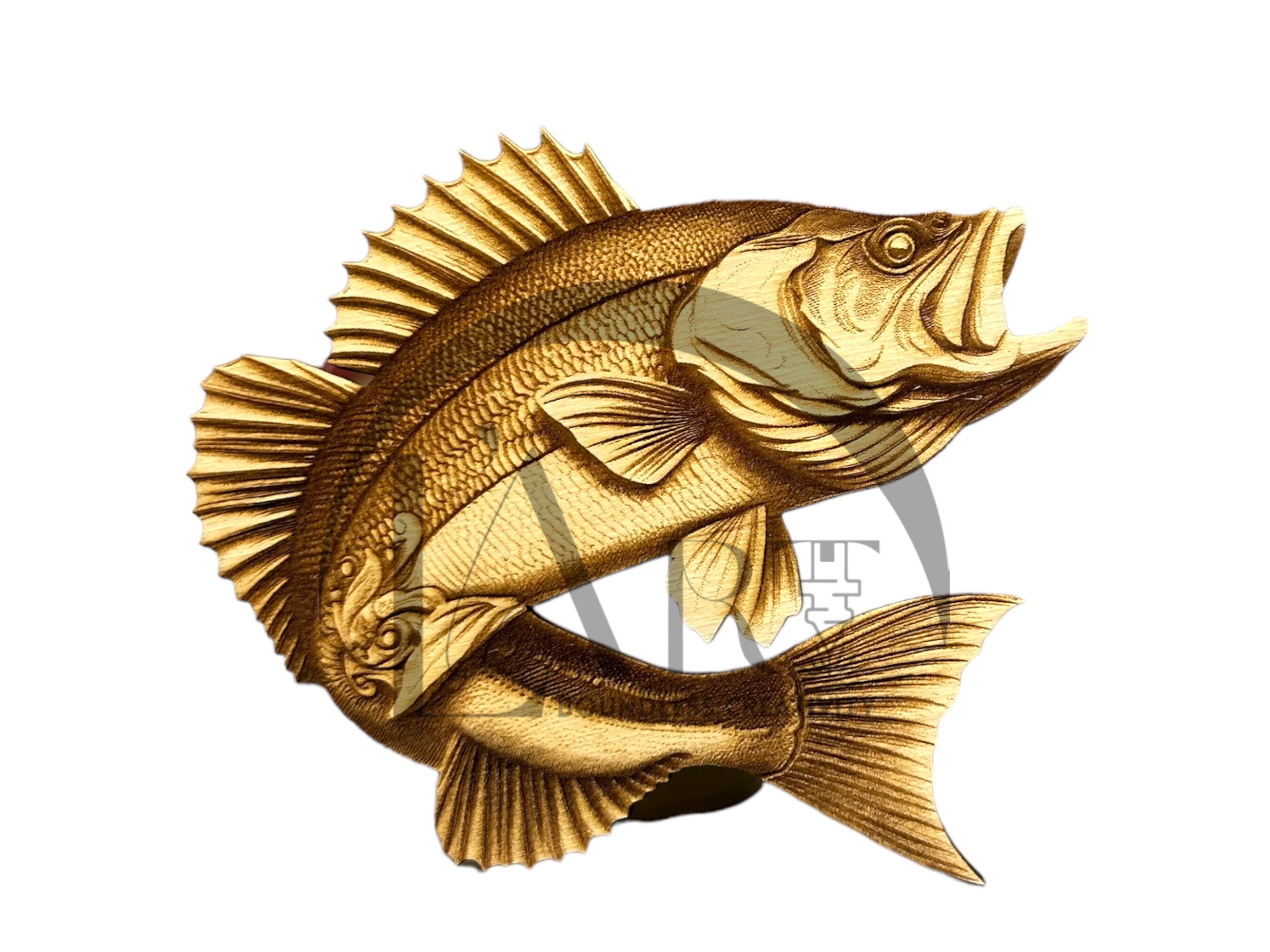 Bass Fish 3D Illusion Laser Engraving Design - Exquisite Nature ...