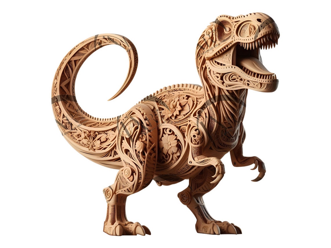 Intricate Dinosaur 3D Illusion Laser Engraving Design - Mythical ...