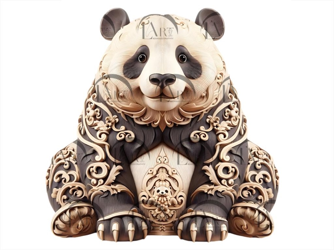 Majestic Panda 3D Illusion Laser Engraving Design - Exquisite Wildlife ...