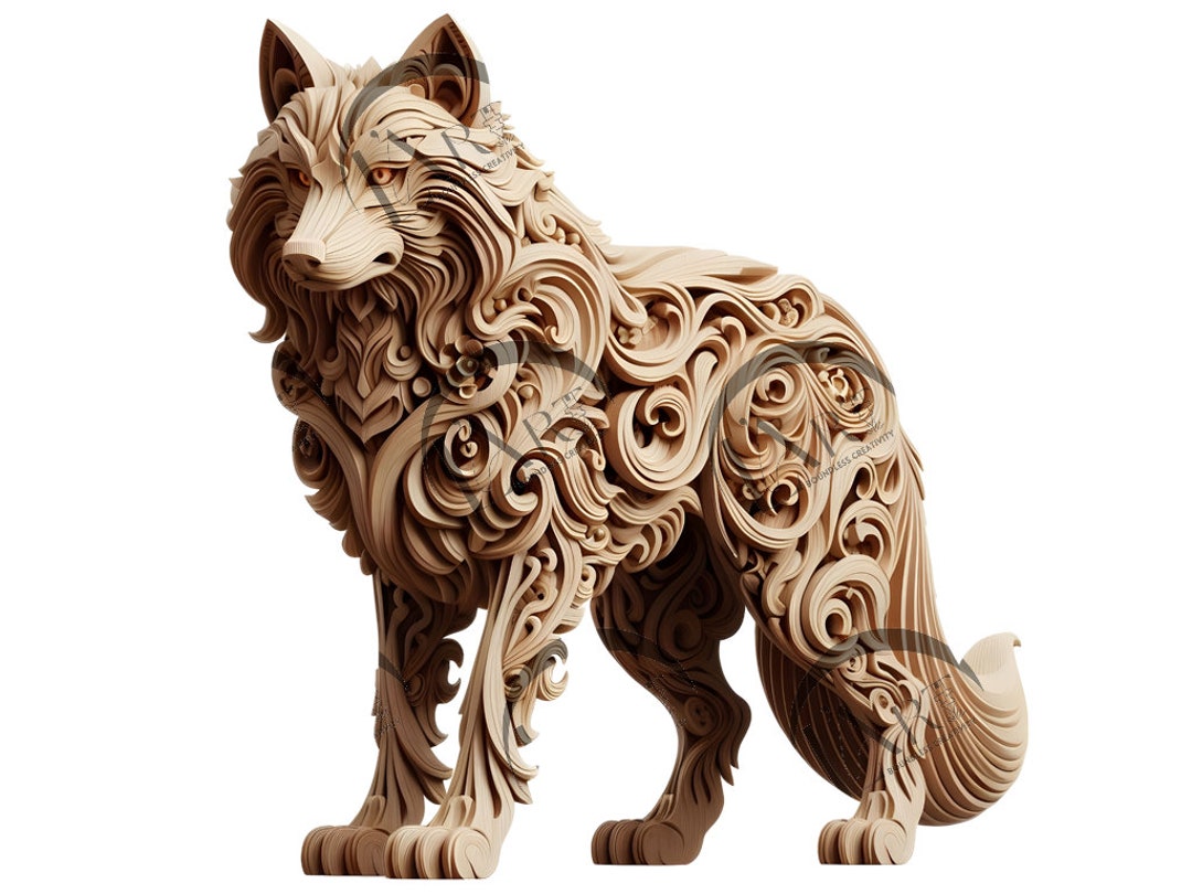 Full-body Wolf 3D Illusion Laser Engraving Design - Exquisite Wildlife ...