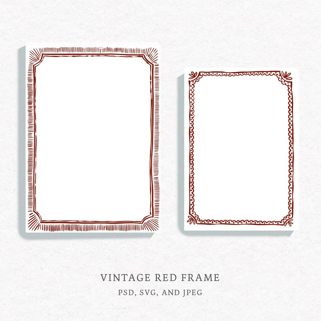 Invitation Clipart, Line Art, Vector Frames, Hand-drawn Clip Art, Red ...