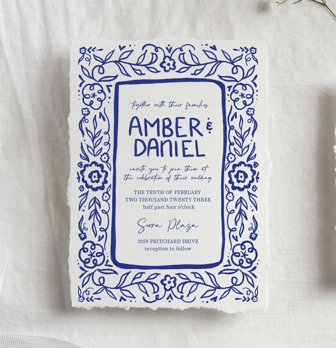 PRINTED WEDDING INVITATION Set Colorful Quirky Handwritten Wedding ...
