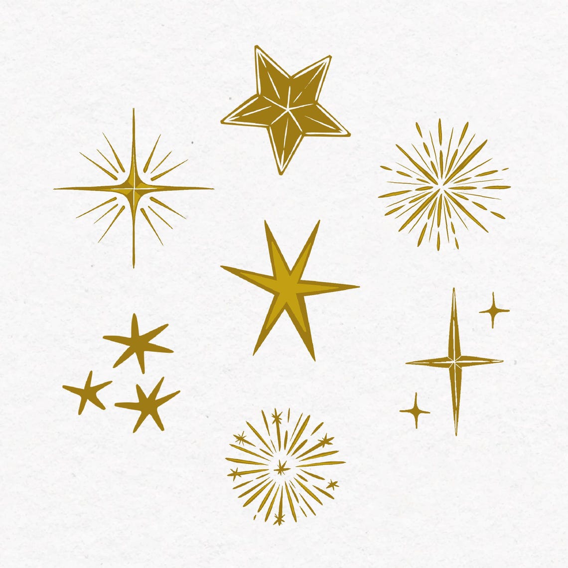 Stars Clipart Icons, Wedding Icons Clipart for Invitation, Simple Star ...