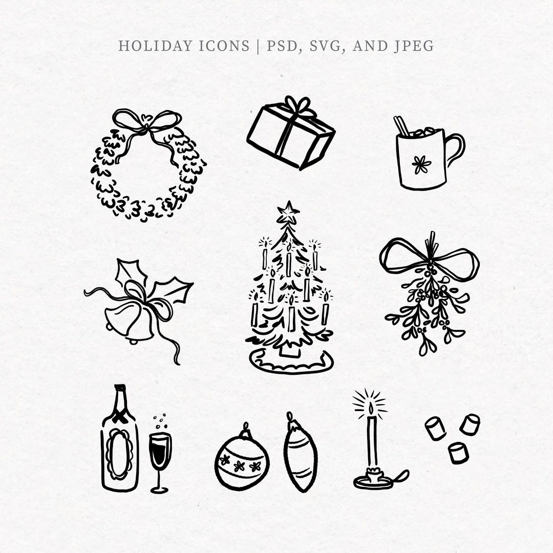 Holiday Icons, PNG SVG JPEG, Icons for Christmas Invitations and ...