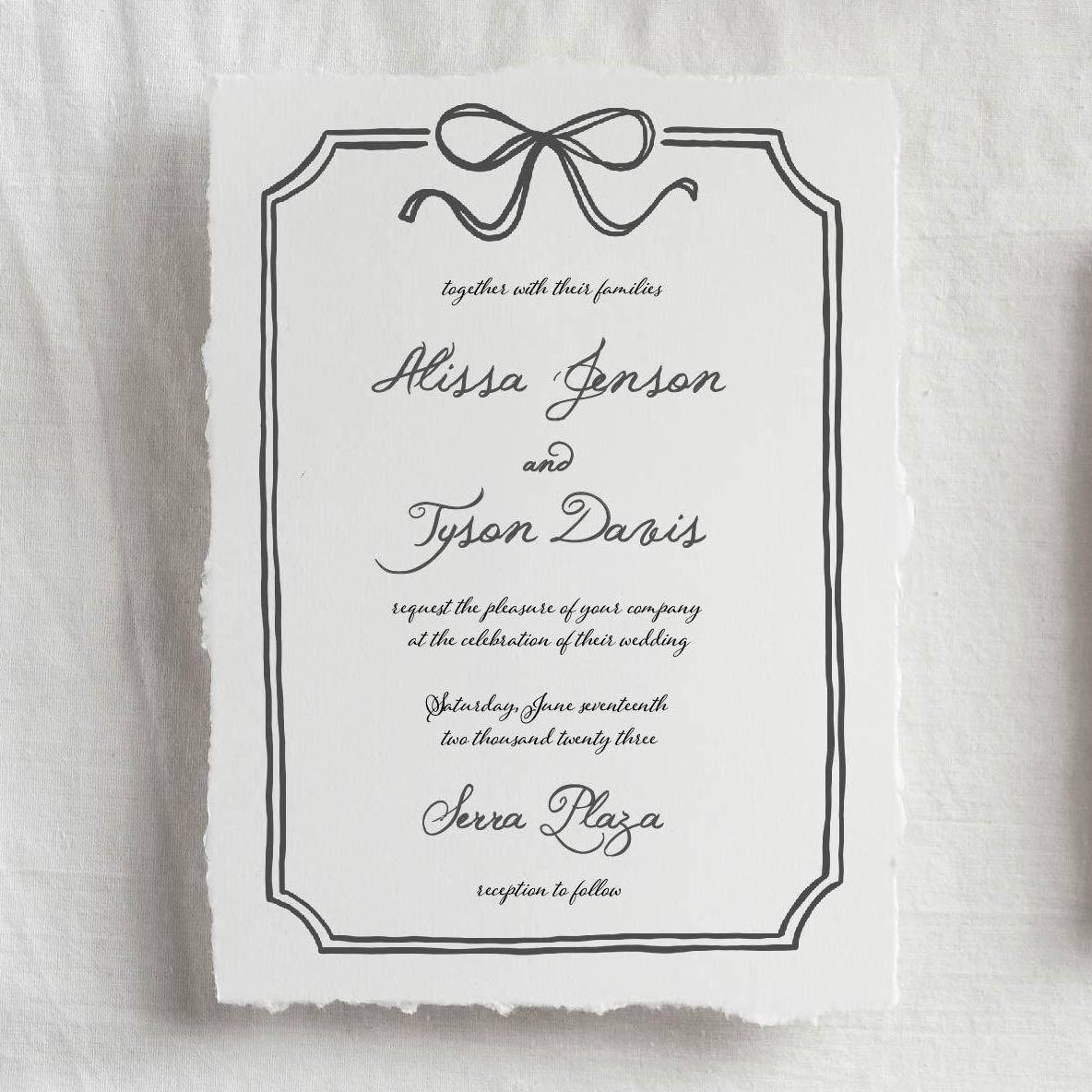 Ribbon Boarder WEDDING CLIPART, Bow Invitation Frame, Hand-drawn ...