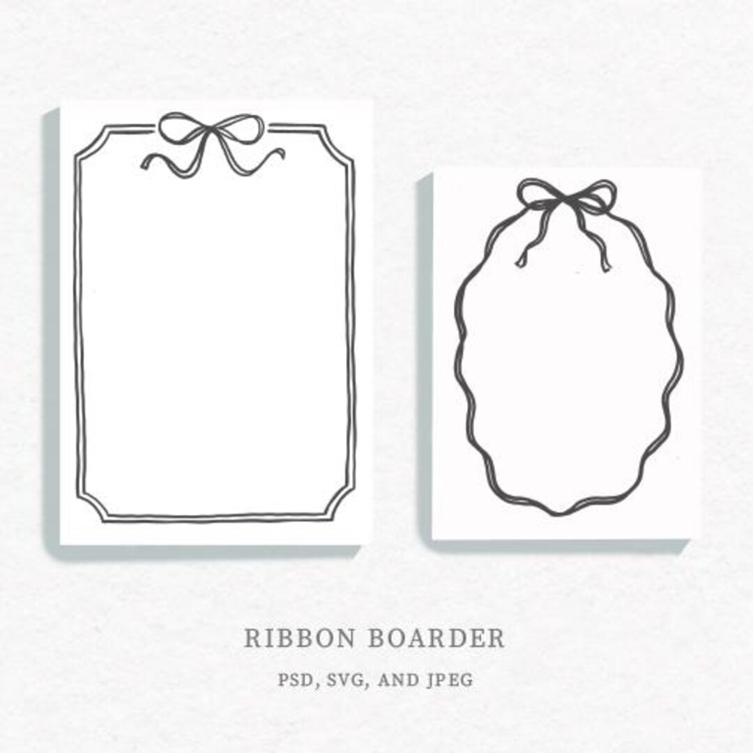 Ribbon Boarder WEDDING CLIPART, Bow Invitation Frame, Hand-drawn ...