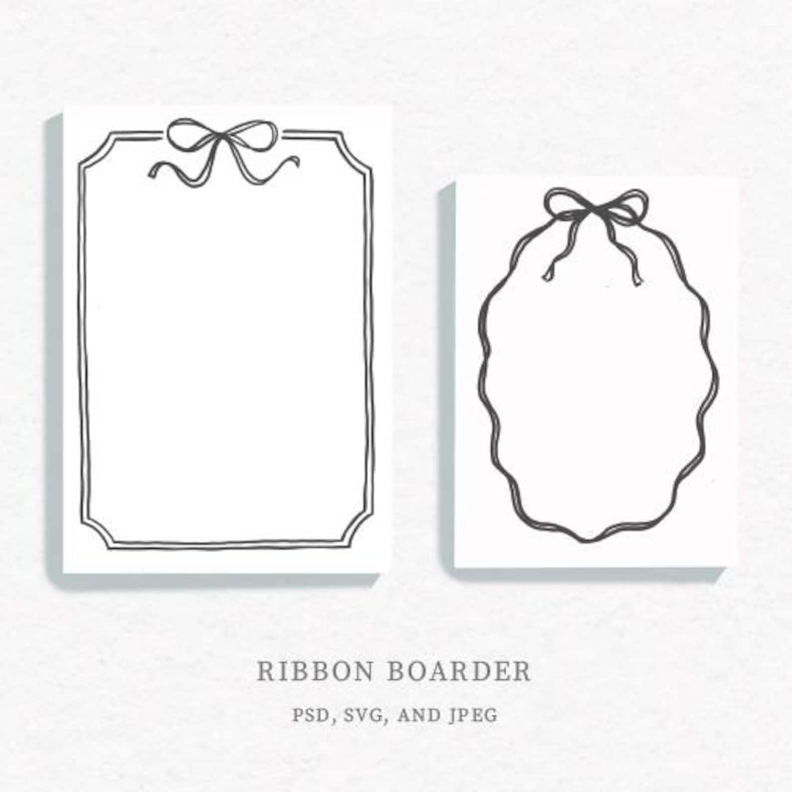 Ribbon Boarder WEDDING CLIPART, Bow Invitation Frame, Hand-drawn ...