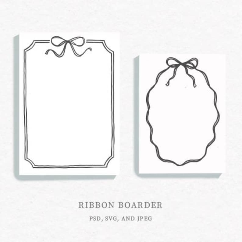 Ribbon Boarder WEDDING CLIPART, Bow Invitation Frame, Hand-drawn ...