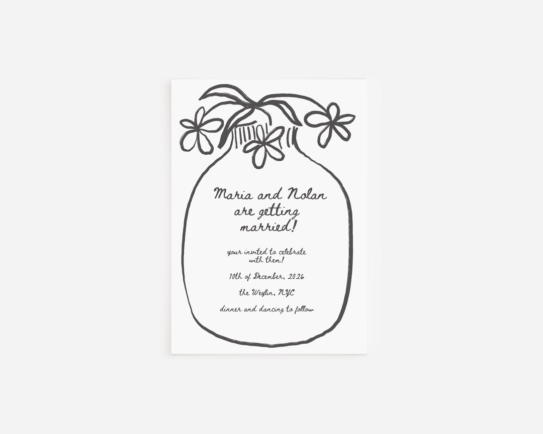 Flower Vase Wedding Invitation Template, Wedding Invitation Template ...