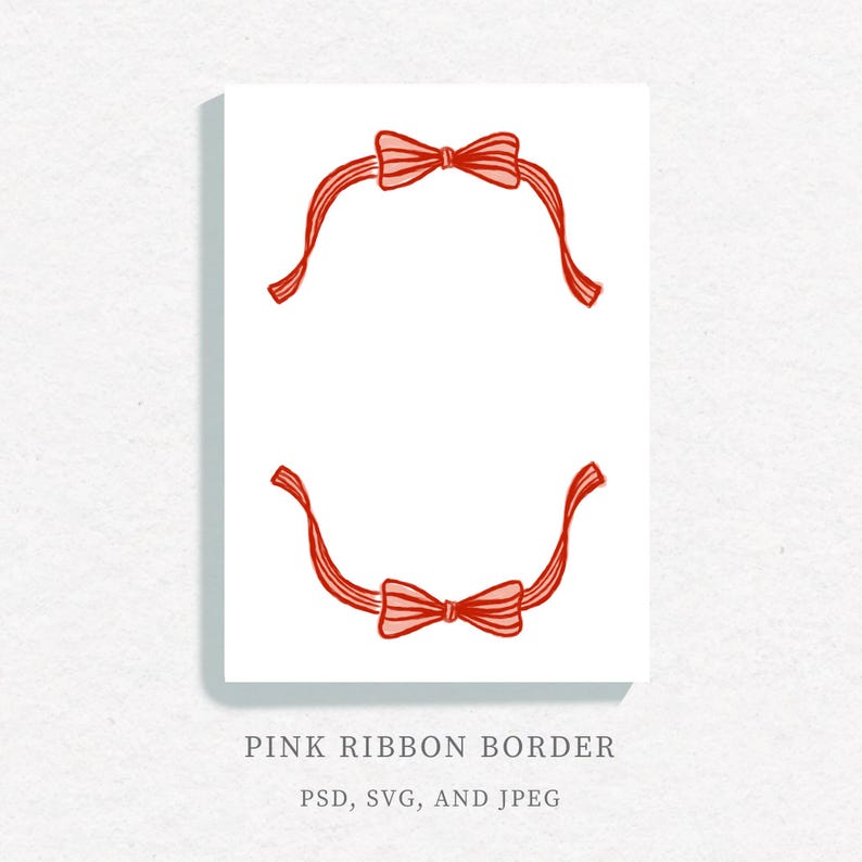 Pink Bow Border, Christmas Clipart, Whimsical Christmas Bow Frames ...