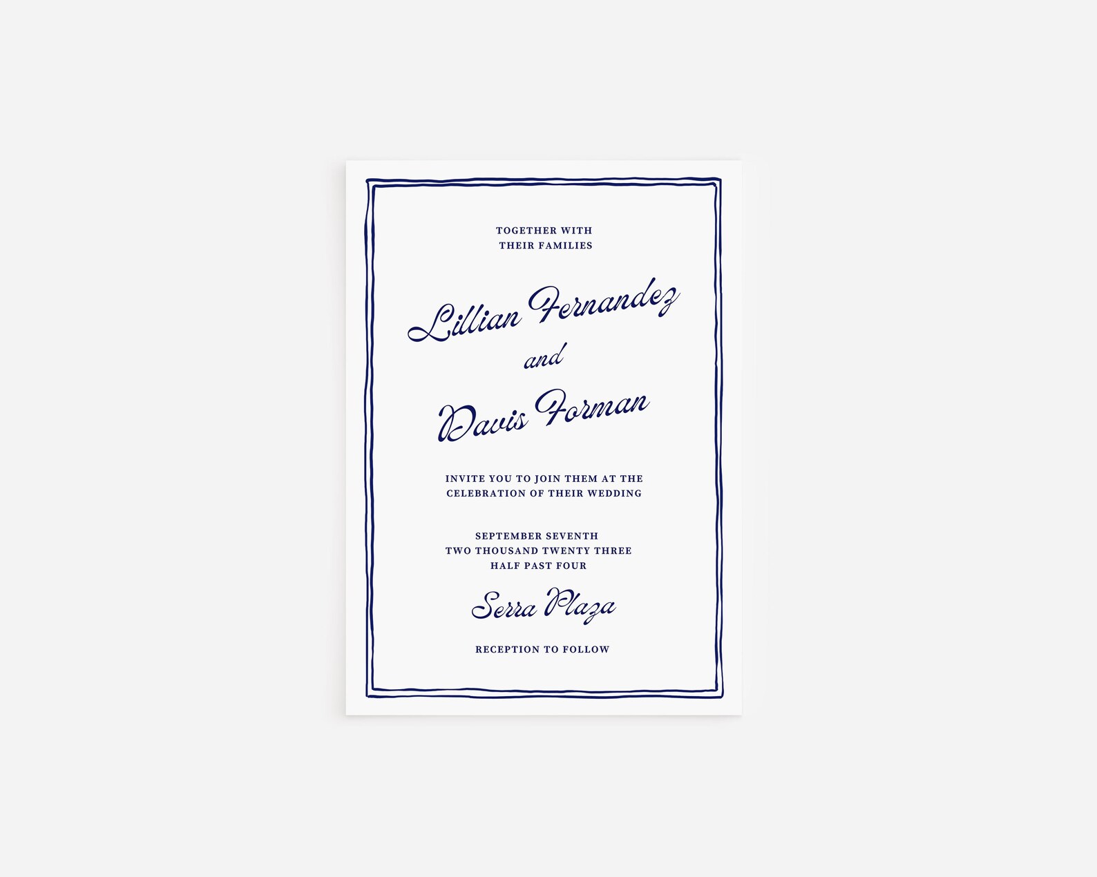 Navy Wedding Invitation Template, Handwritten, Artsy Wedding Invites ...