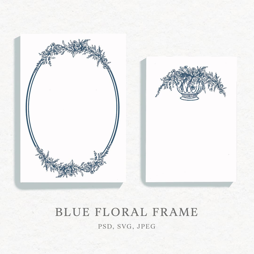 Blue Floral Frame WEDDING CLIPART, Png Borders, Victorians Roses ...