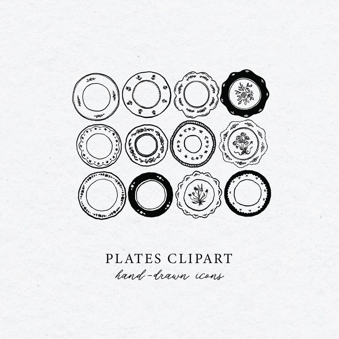 Vintage Plates Clipart, Antique Plates and Platters, Printable Plate ...