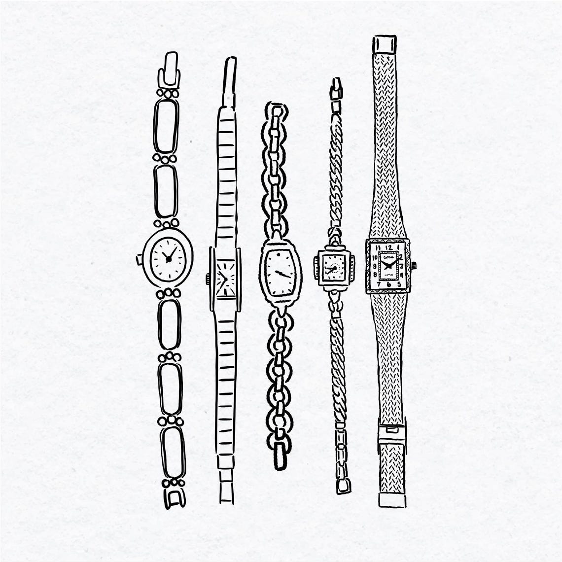 Watch Clipart Set | Hand-drawn Wristwatch SVG PNG | Digital Watch ...