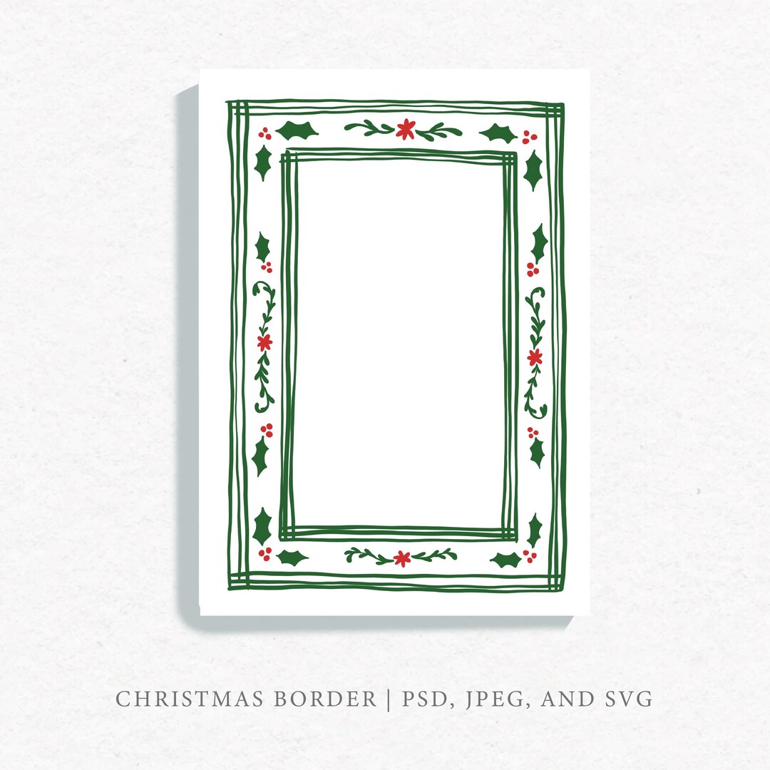 Christmas Border, Vintage Style Garlands PNG, Digital Seamless Paper ...