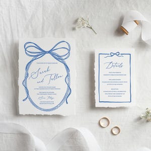Blue Bow WEDDING CLIPART, Hand Drawn Ribbon Border Icon, Vintage Blue ...