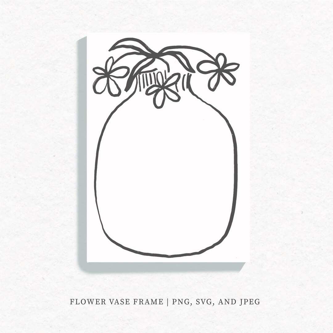 Flower Vase Border Clipart, Line Art, Graphic Art Floral, Vector Frames ...
