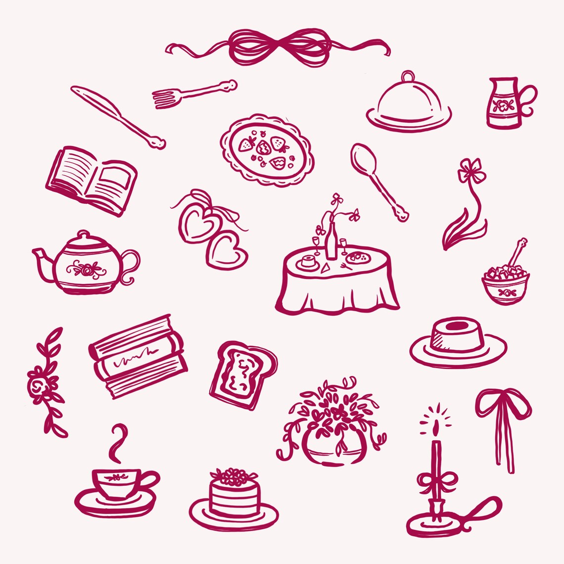 Hand Drawn Tea Time Illustration Set, SVG PNG JPG, Icon, Clipart ...