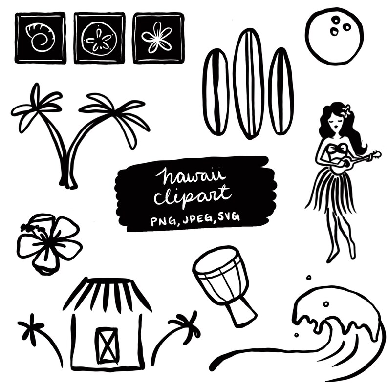 HAWAII ICONS Clipart. Hawaiian Islands America States Clipart. Symbols ...