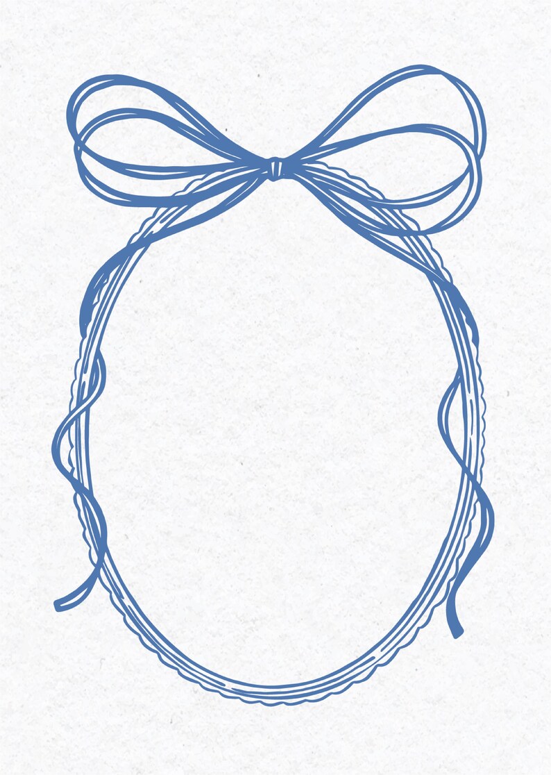 Blue Bow WEDDING CLIPART, Hand Drawn Ribbon Border Icon, Vintage Blue ...