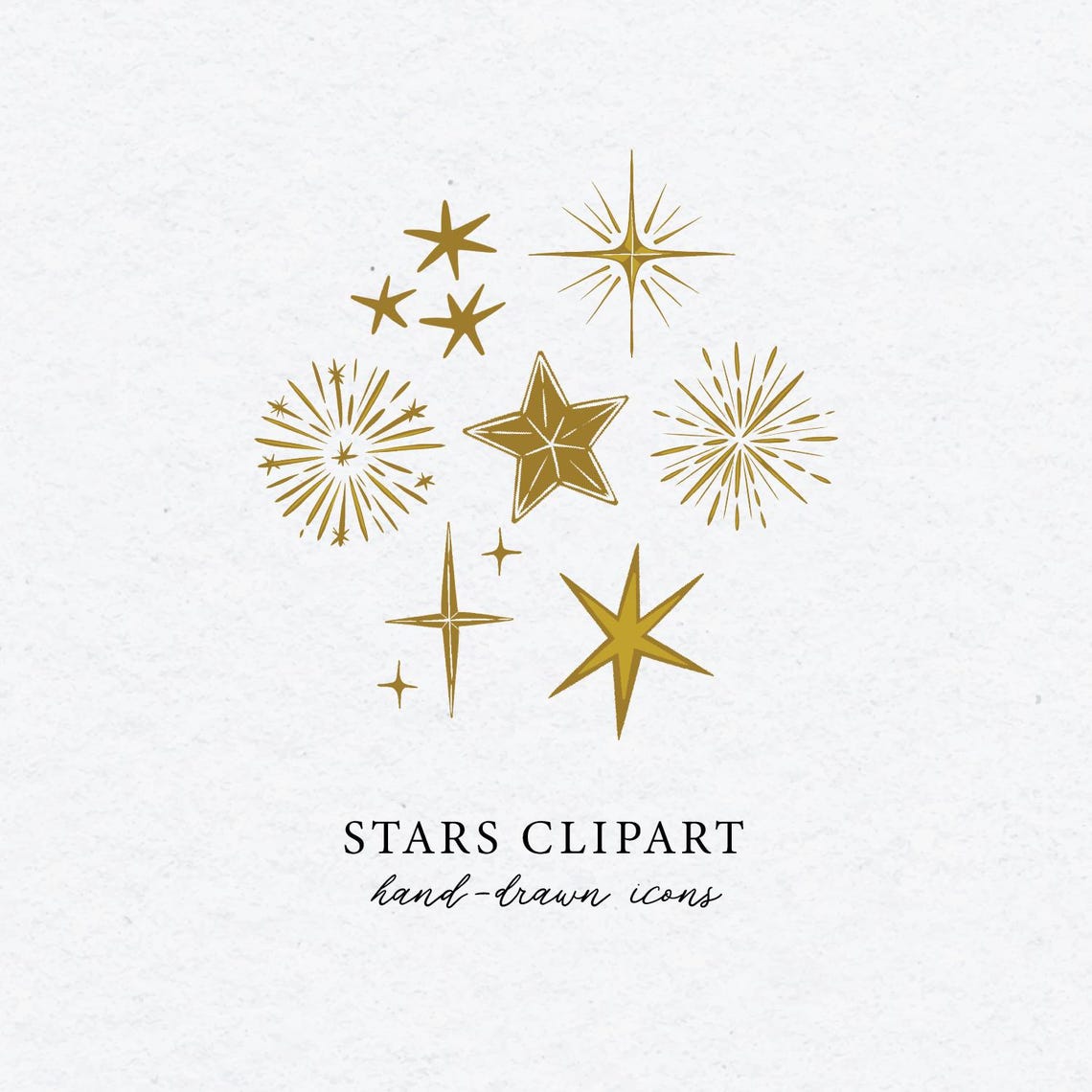 Stars Clipart Icons, Wedding Icons Clipart for Invitation, Simple Star ...
