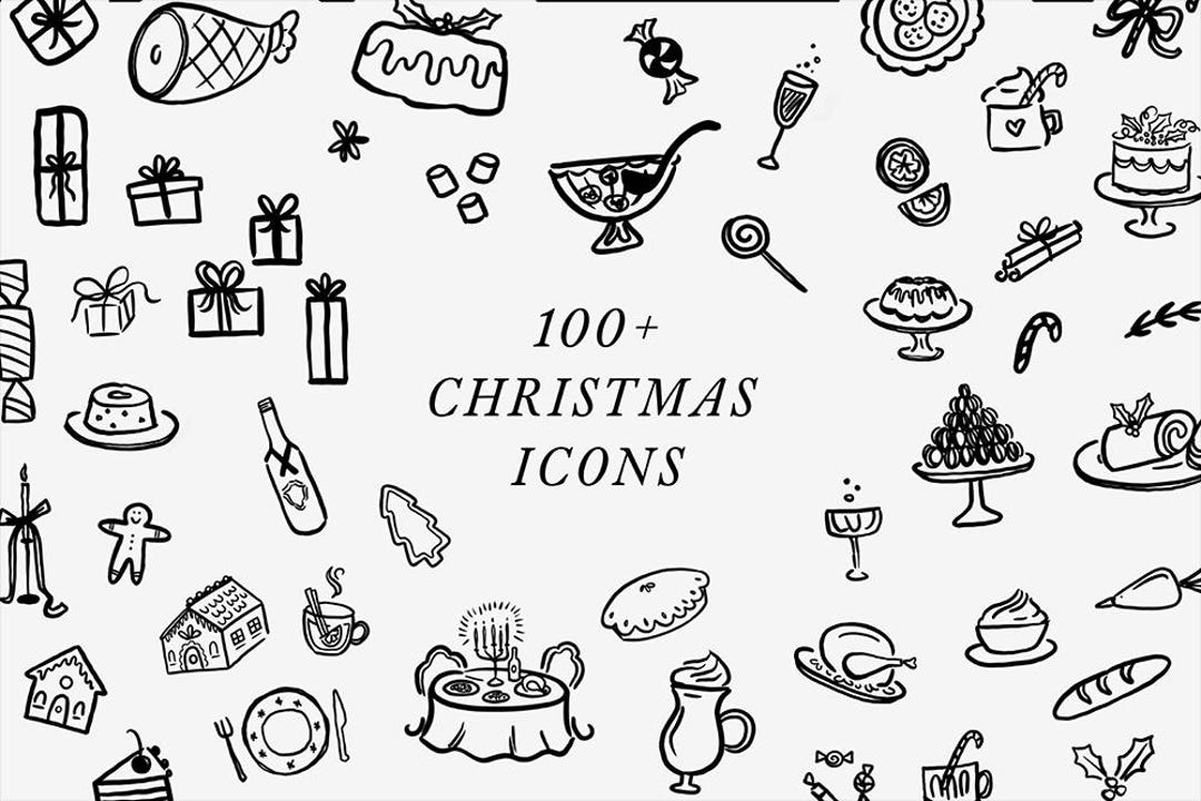 Christmas Line Art Clipart Bundle, Personal Use Only, Christmas Clipart ...