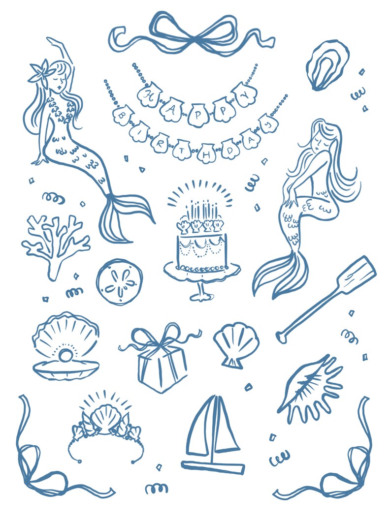 Mermaid Birthday, Mermaid Clipart, Mermaid Fin, Mermaid Collection ...