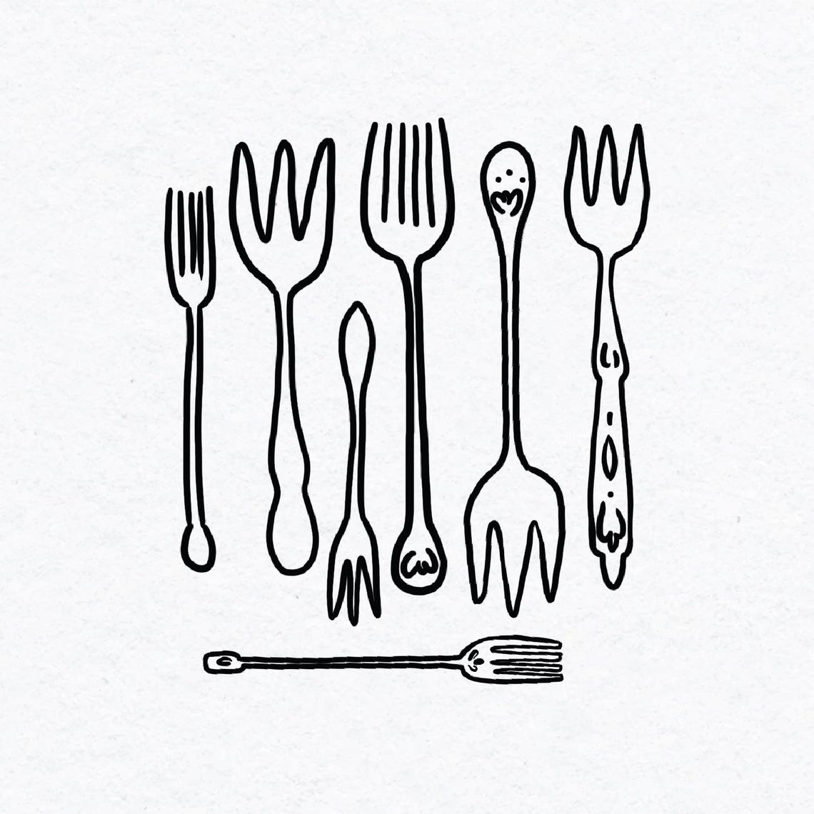 Forks Clipart, Dinnerware Illustration, Hand Drawn Wedding Invitation ...