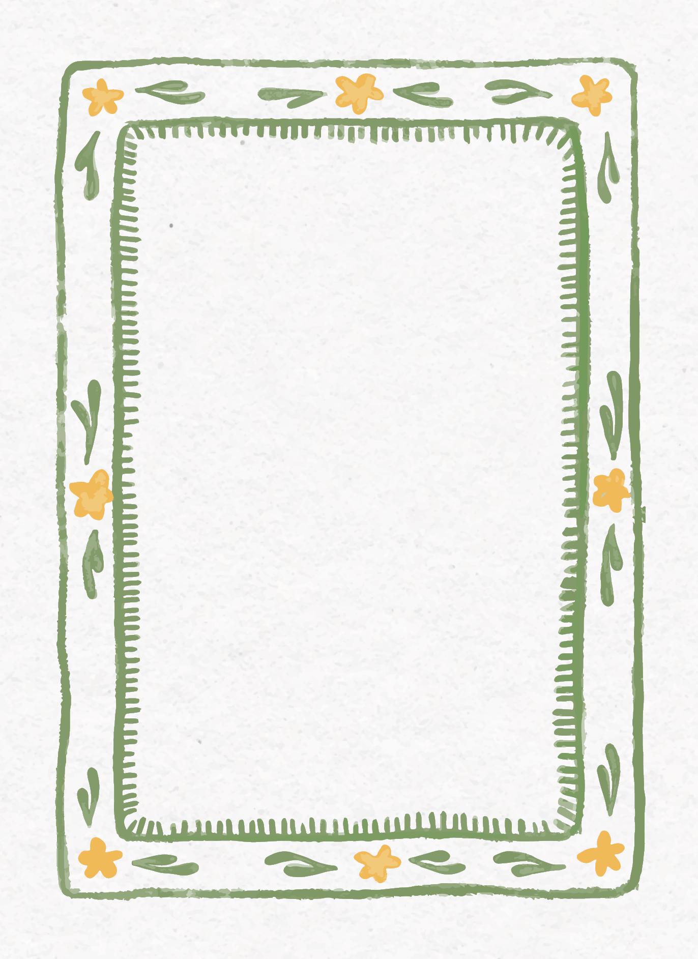 Yellow Floral Frames, Line Art, Vector Frames, Hand-drawn Clip Art, Red ...