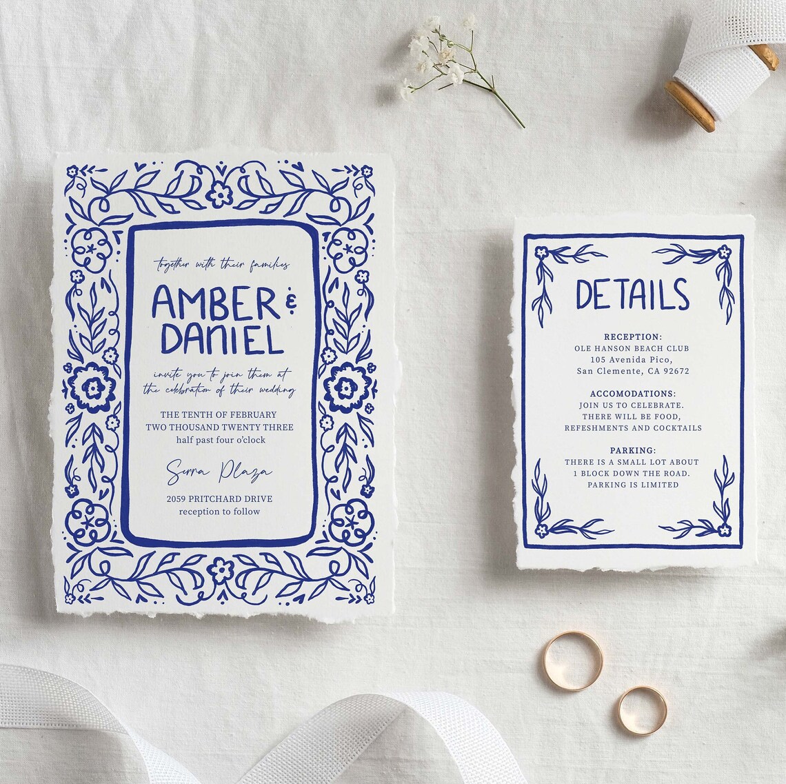 PRINTED WEDDING INVITATION Set Colorful Quirky Handwritten Wedding ...